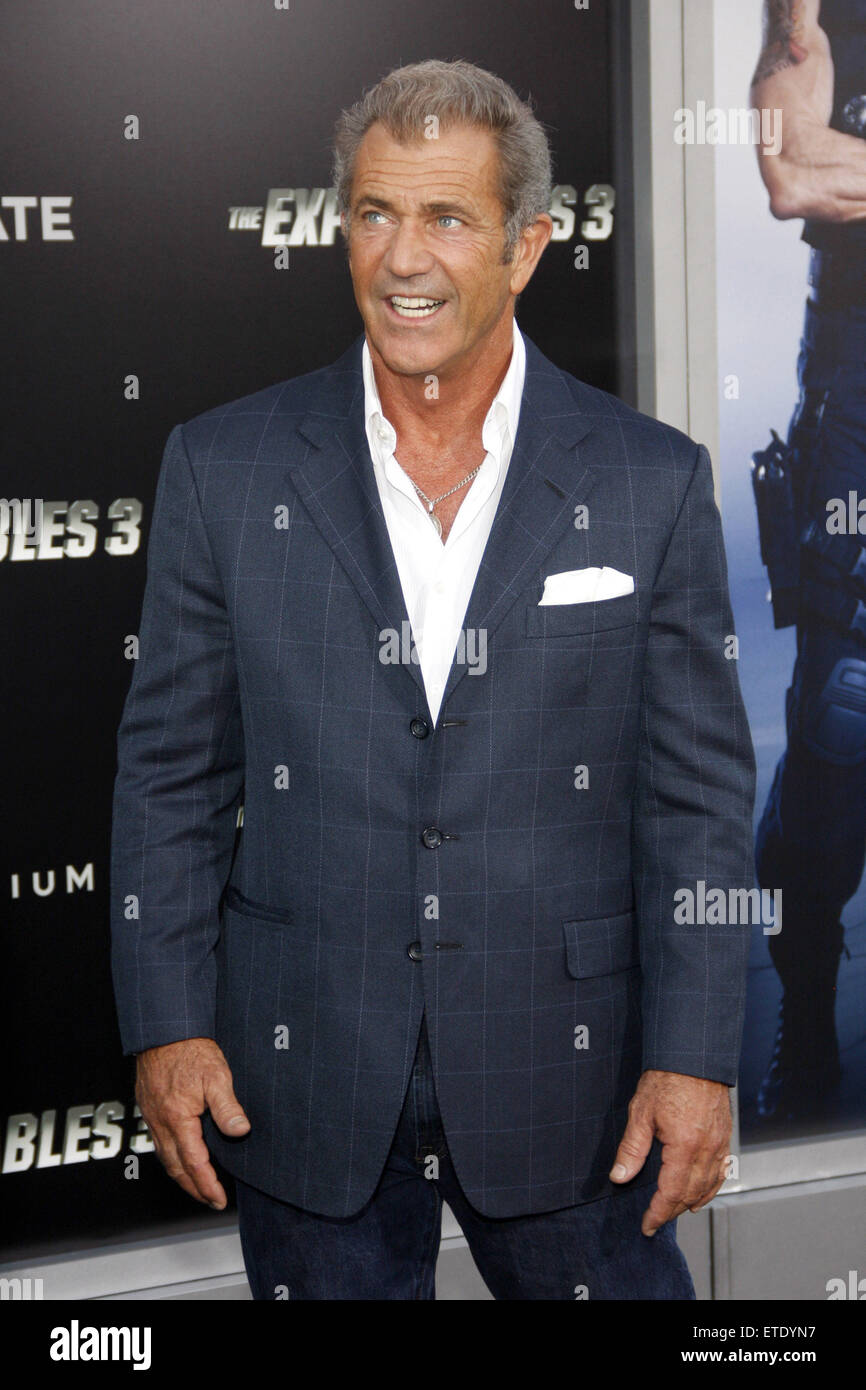 Mel Gibson at the Los Angeles premiere of "The Expendables 3" held at ...
