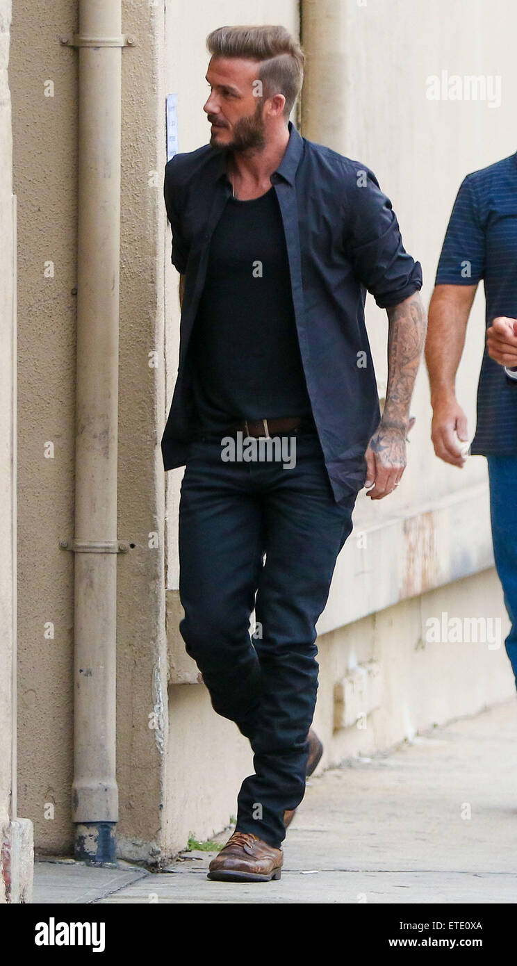 David Beckham arriving at the ABC studios for an interview on Jimmy ...