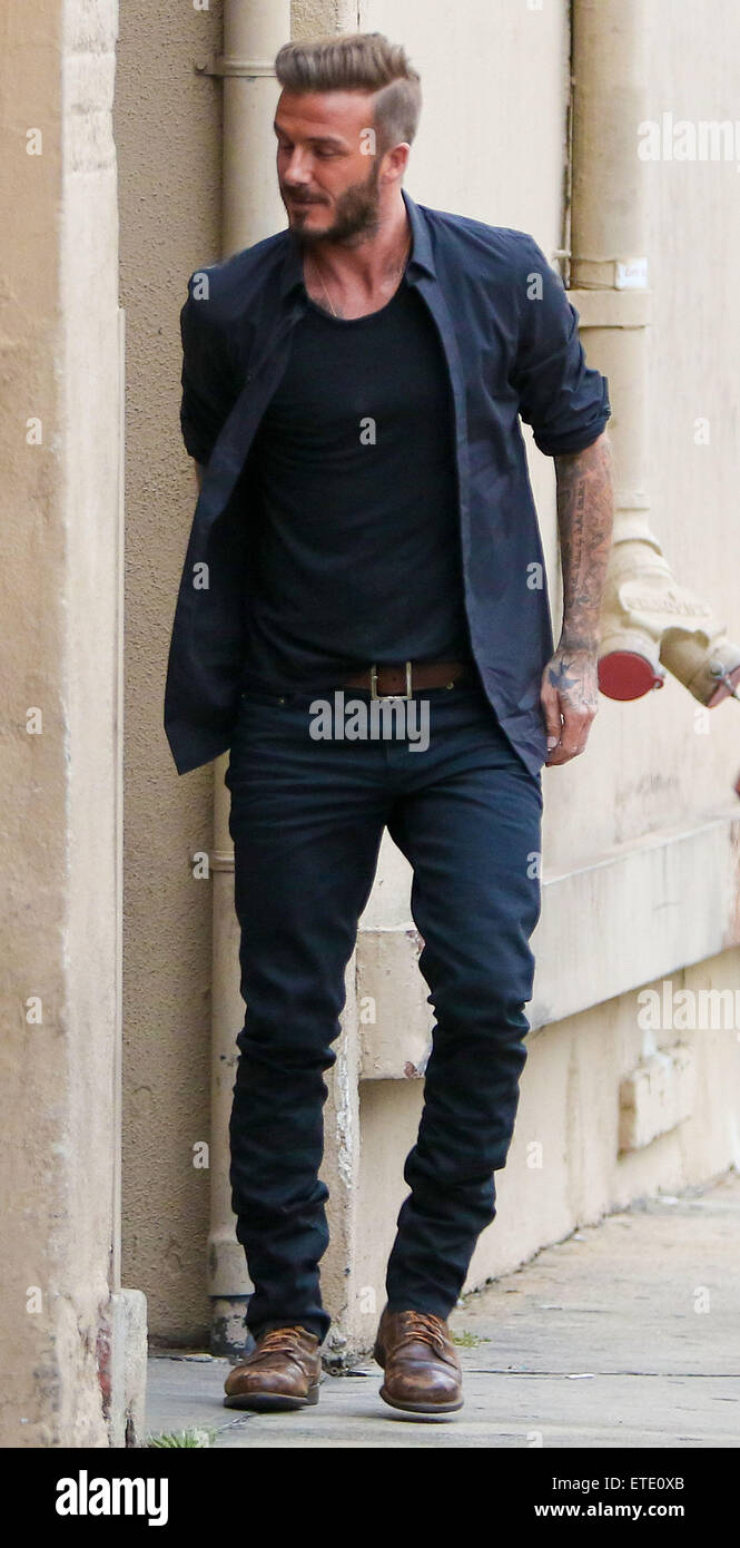 David Beckham arriving at the ABC studios for an interview on Jimmy ...
