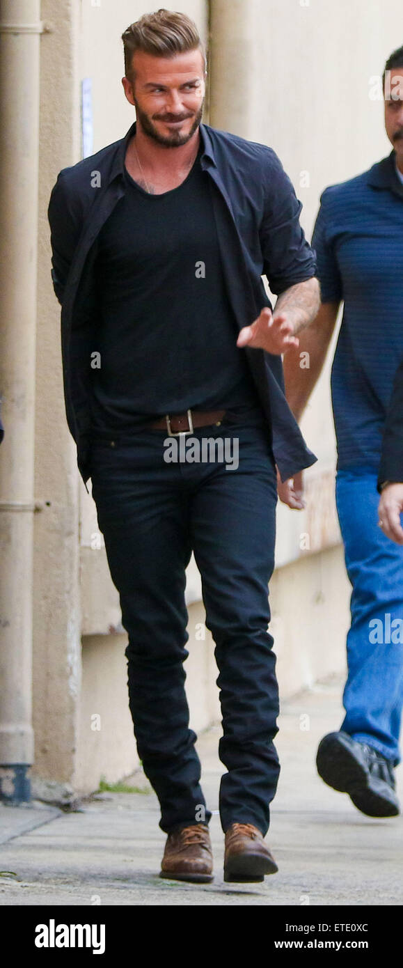 David Beckham arriving at the ABC studios for an interview on Jimmy ...