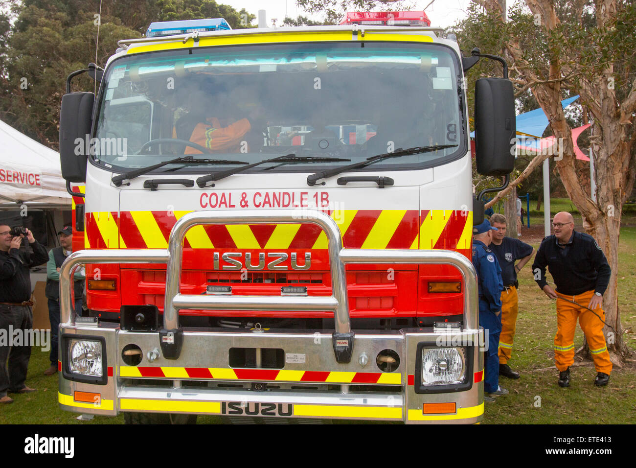New South Wales NSW rural volunteer firefighters and their fire trucks ...