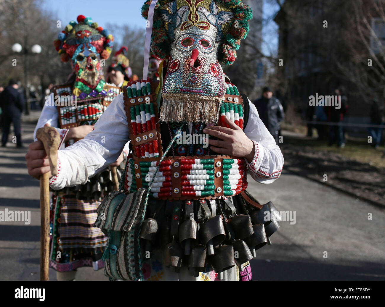 Bulgarian Kukeri dancers wear masks during the 24th 'Surva ...