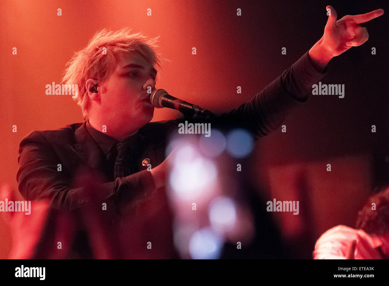 Gerard Way performing live on stage at Pumpehuset in Copenhagen ...