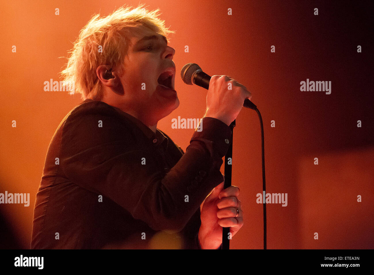 Gerard Way performing live on stage at Pumpehuset in Copenhagen ...