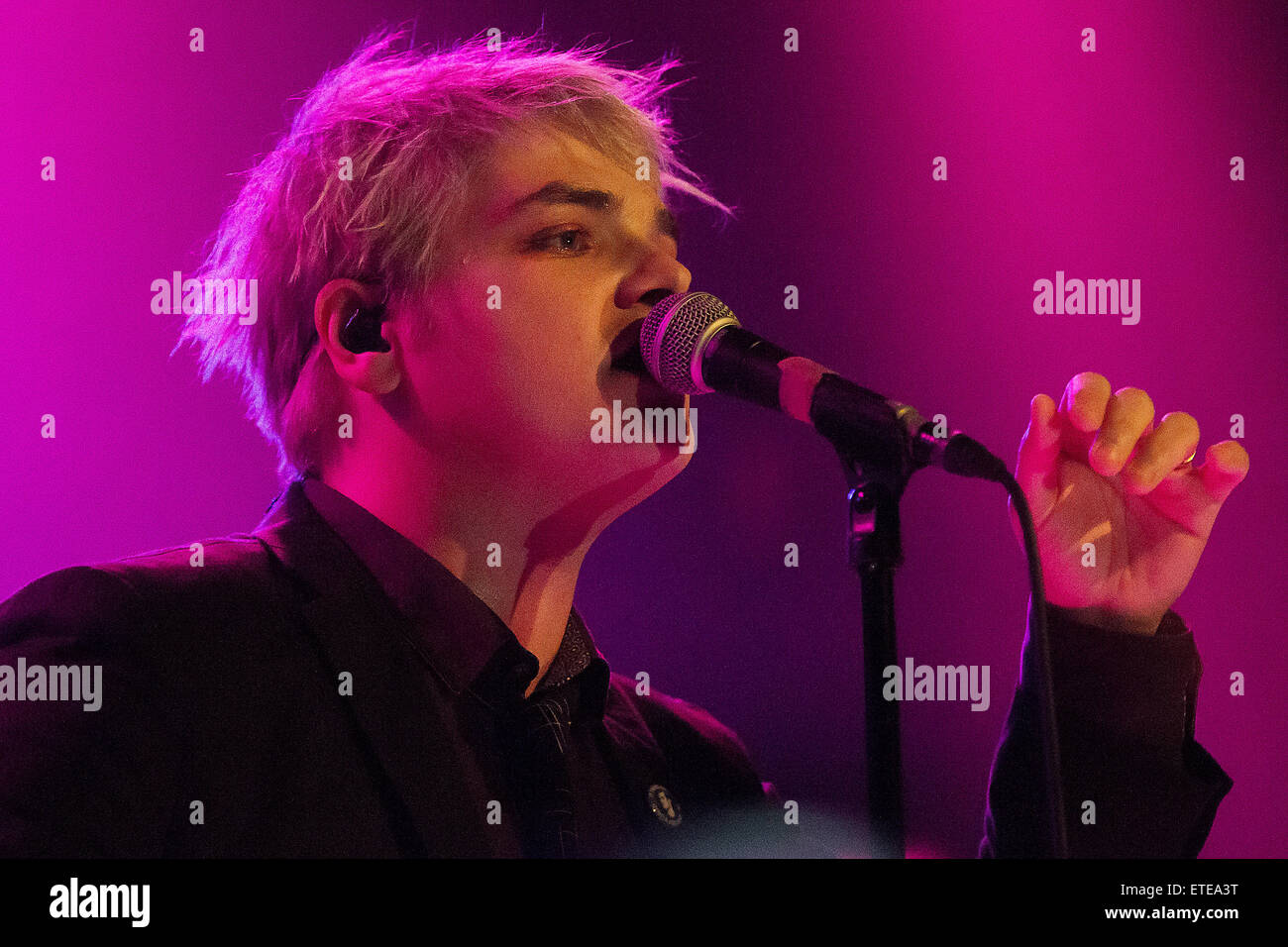 Gerard Way performing live on stage at Pumpehuset in Copenhagen ...