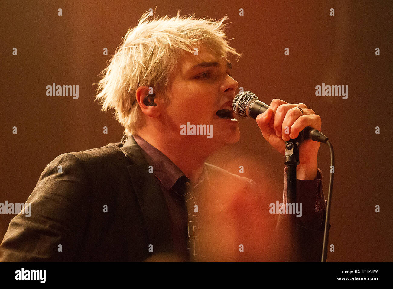 Gerard Way performing live on stage at Pumpehuset in Copenhagen ...