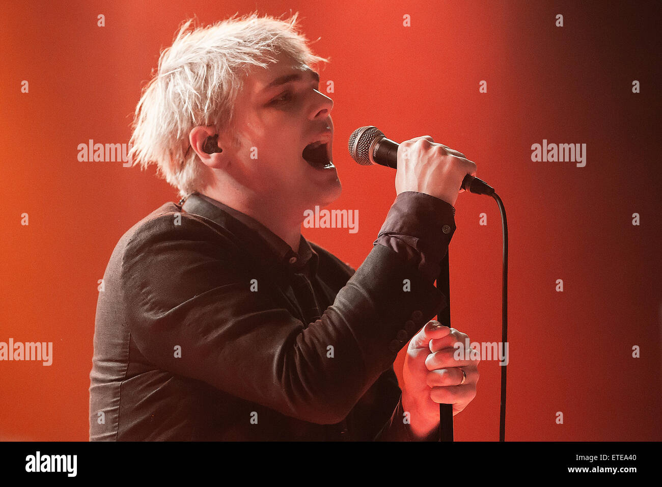 Gerard Way performing live on stage at Pumpehuset in Copenhagen ...