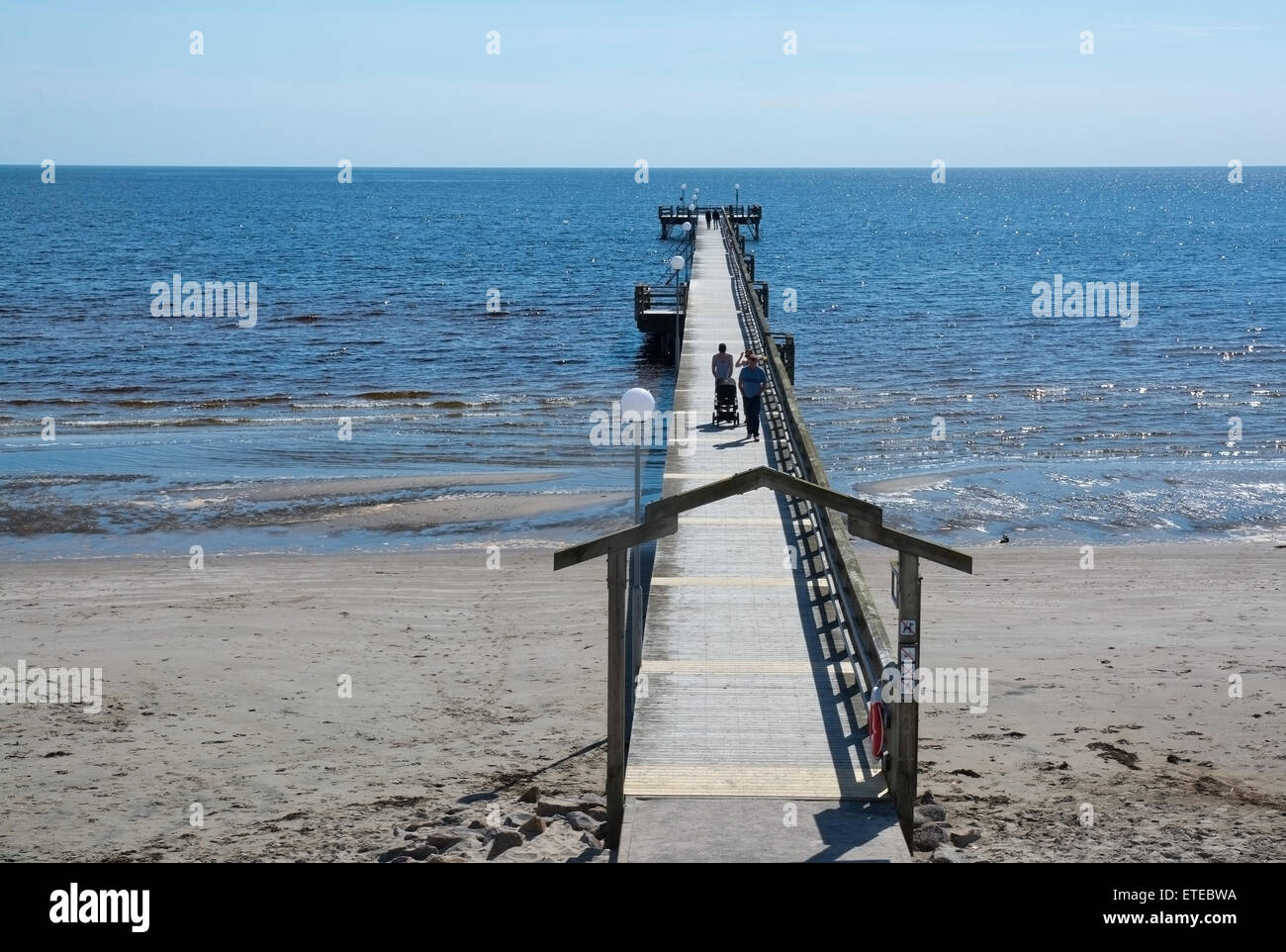 Strandbaden Falkenberg wooden pier before summer tourist season on June ...