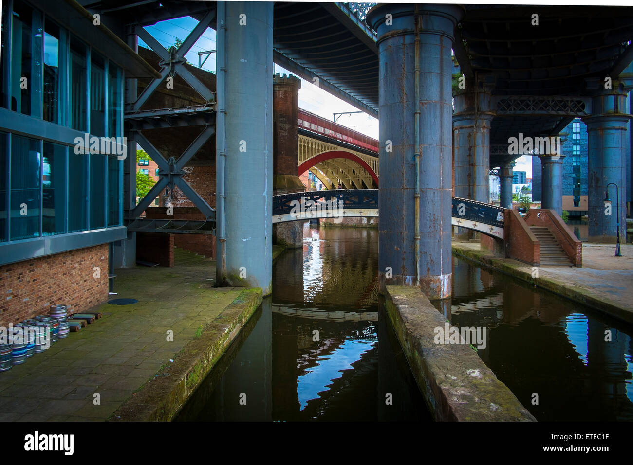 Series of bridges in the Castlefield district of Manchester Stock Photo ...