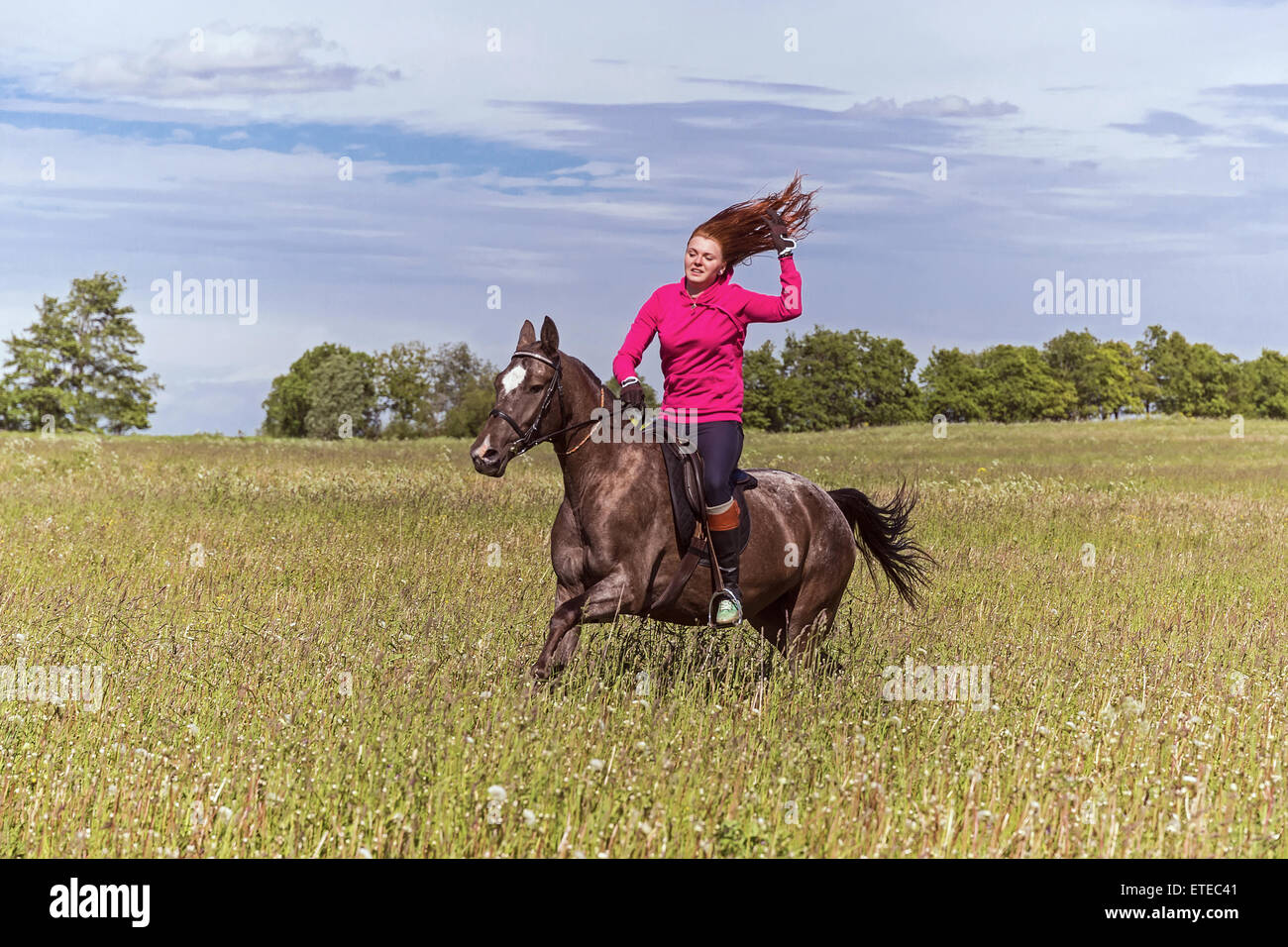 Redhead Girl Riding Horse High Resolution Stock Photography and Images ...