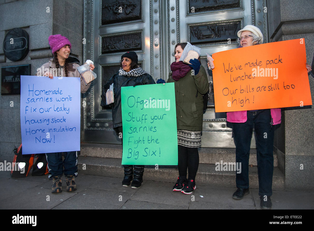 Fuel Poverty Action campaigners gather outside the Ofgem offices to ...