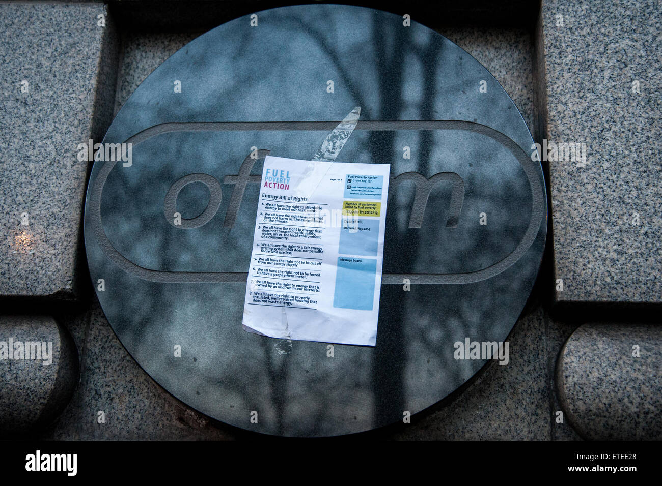 Fuel Poverty Action campaigners gather outside the Ofgem offices to ...