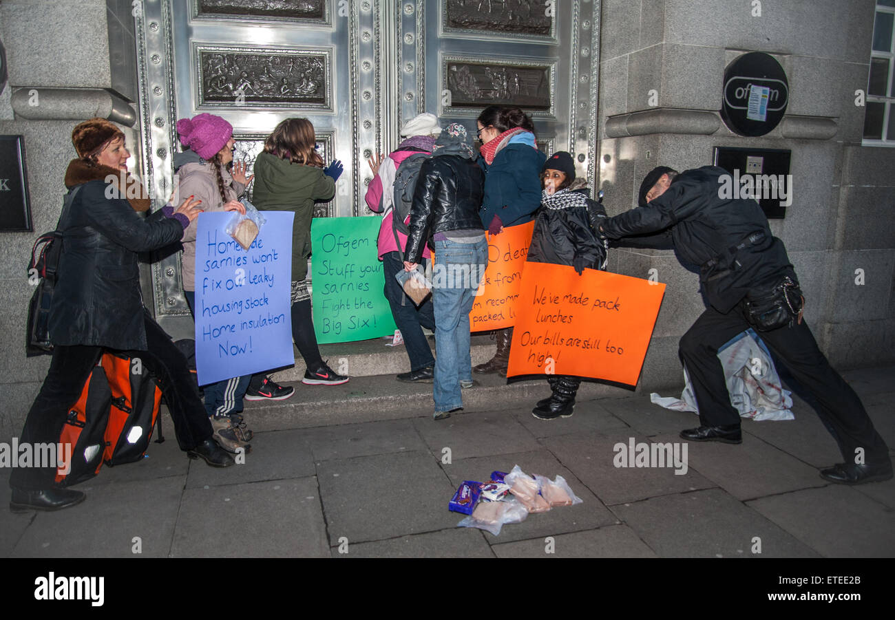 Fuel Poverty Action campaigners gather outside the Ofgem offices to ...