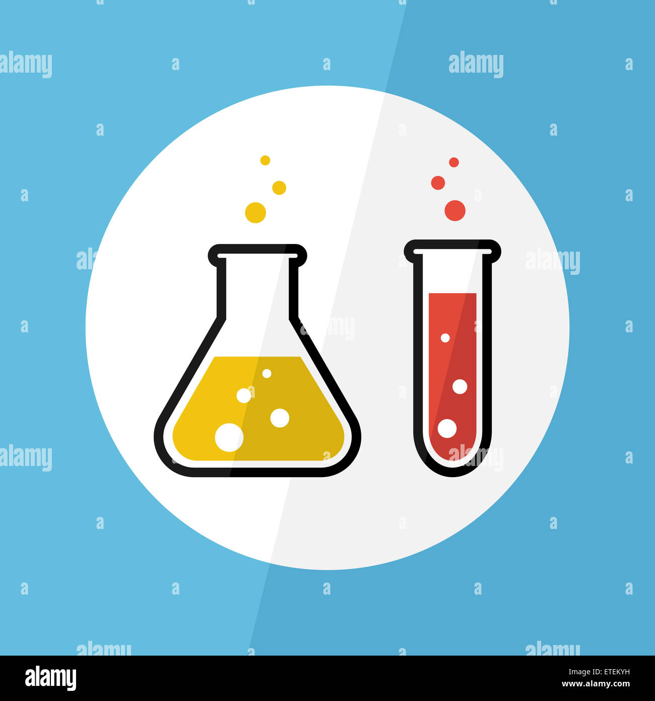 Chemical substance in flask and test tube ( Flat design ) ( Scientific ...