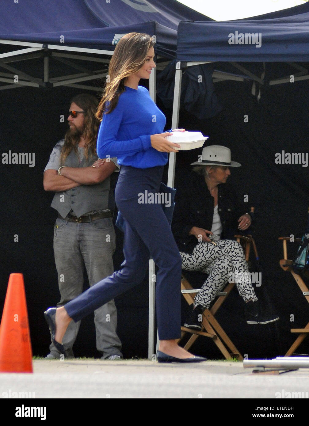 Amanda Kerr shooting on location in Santa Monica for a commerical ...