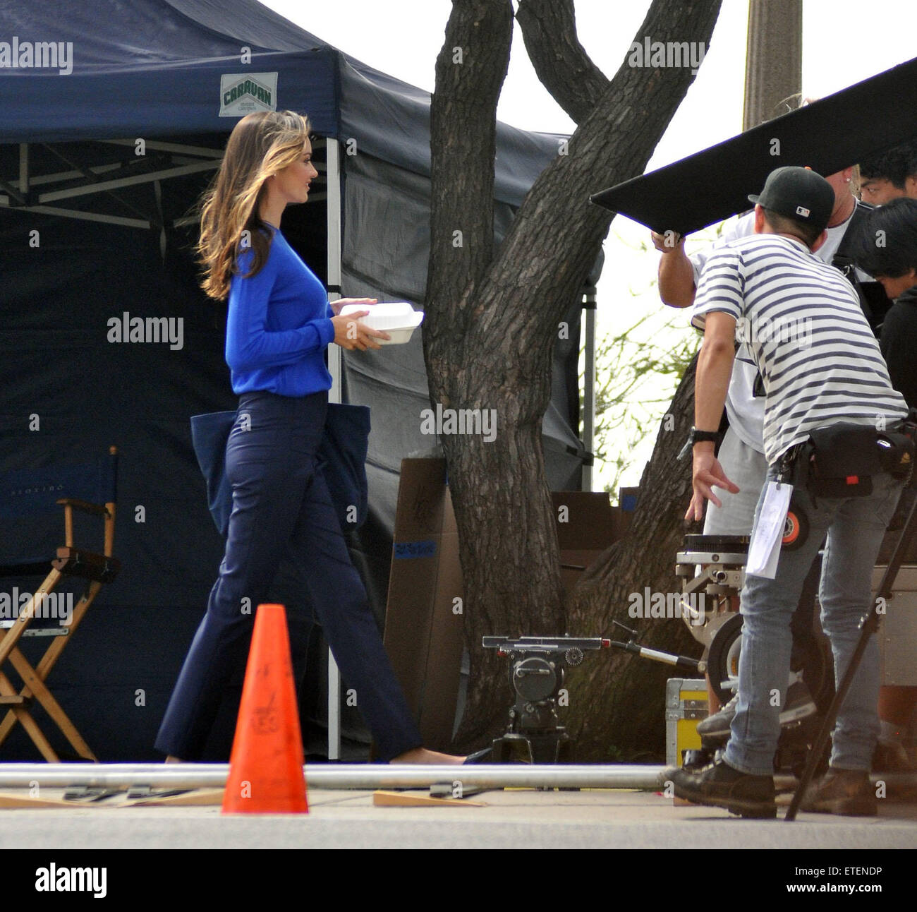 Amanda Kerr shooting on location in Santa Monica for a commerical ...