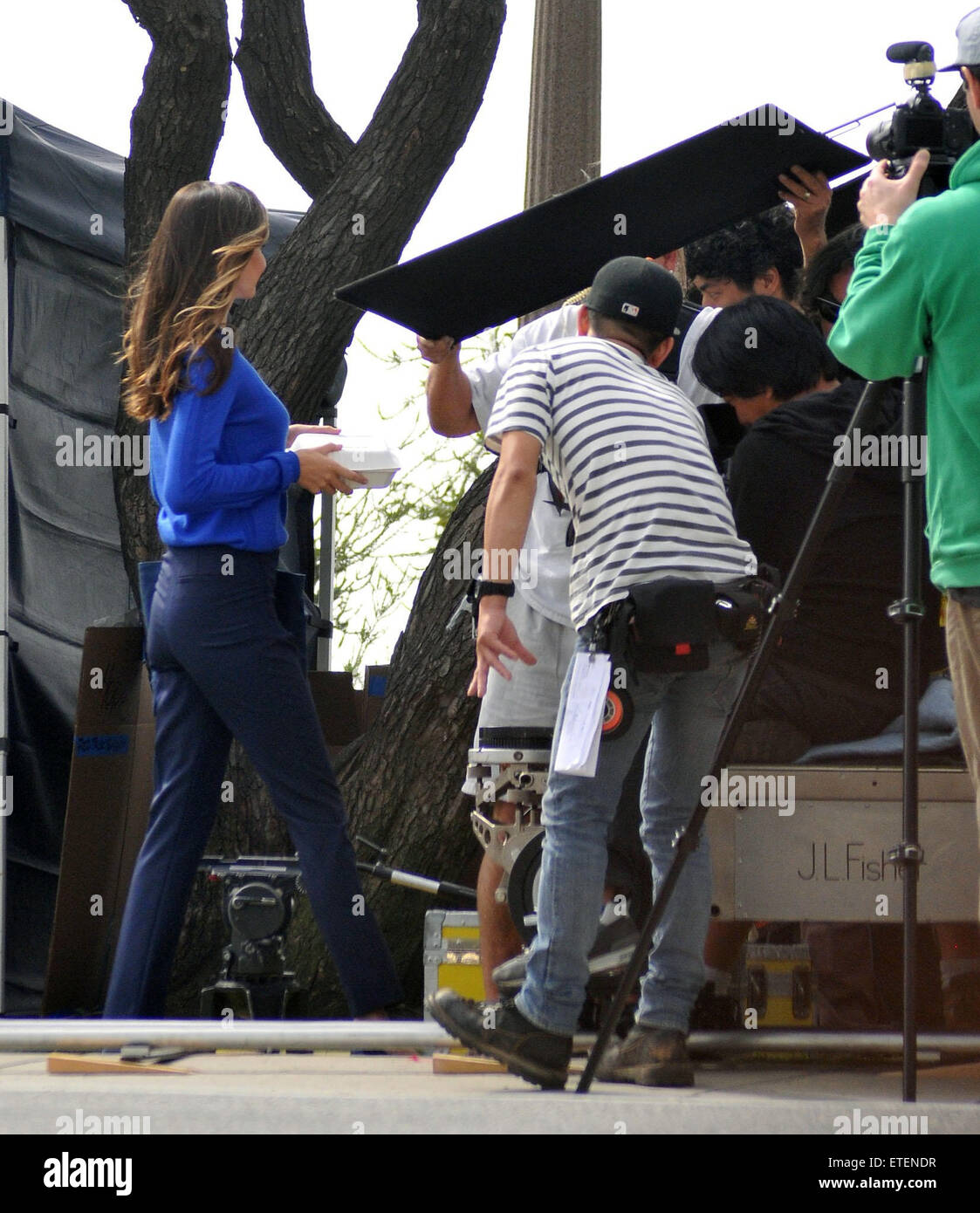 Amanda Kerr shooting on location in Santa Monica for a commerical ...