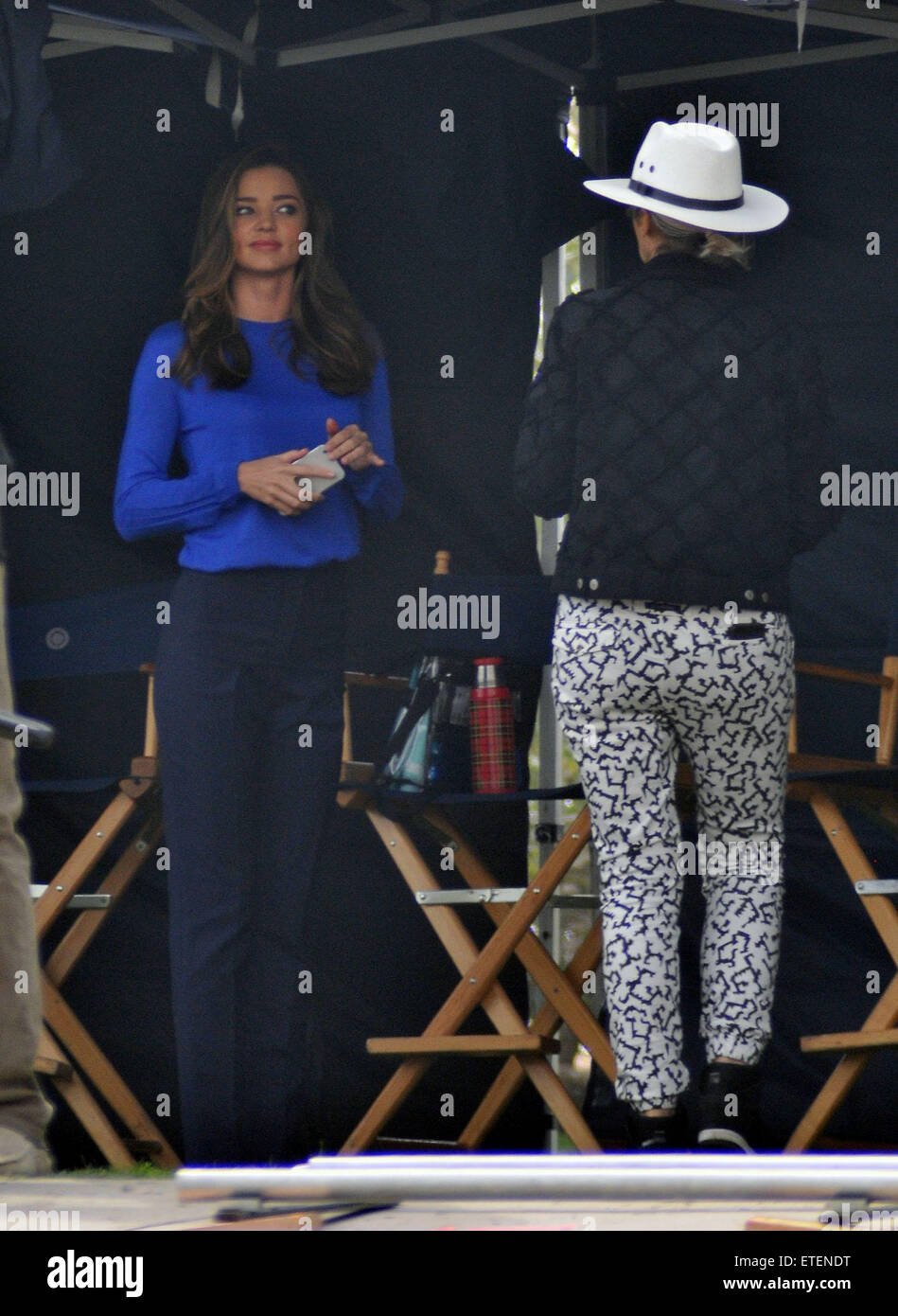 Amanda Kerr shooting on location in Santa Monica for a commerical ...