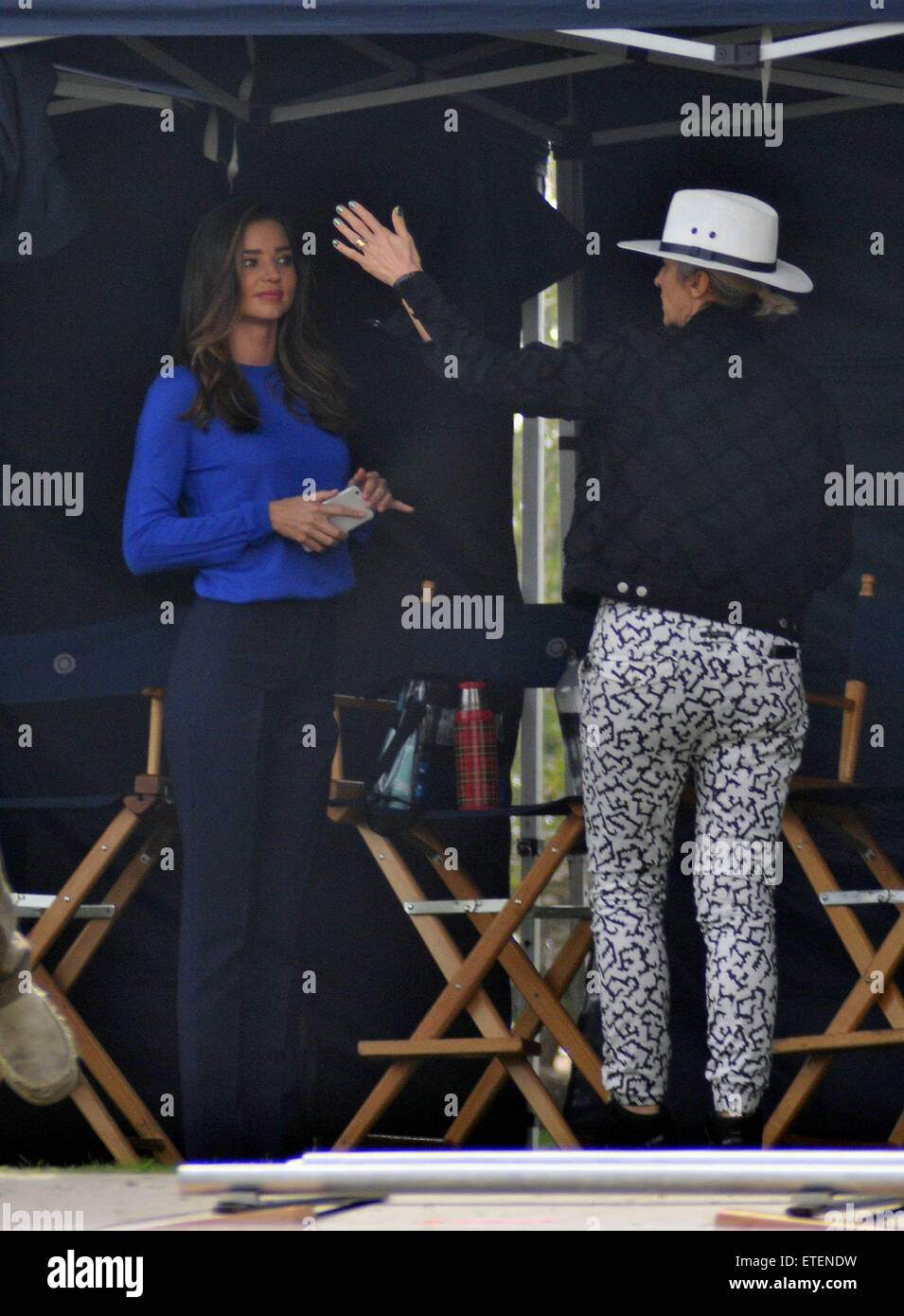 Amanda Kerr shooting on location in Santa Monica for a commerical ...