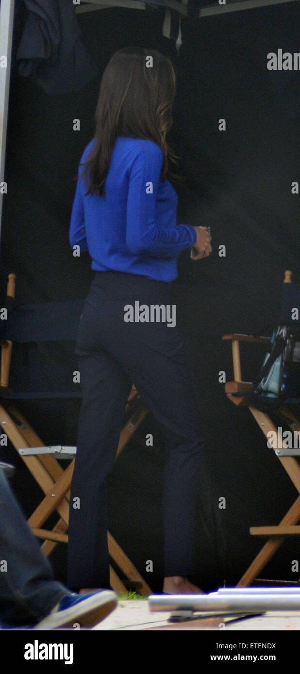 Amanda Kerr shooting on location in Santa Monica for a commerical ...