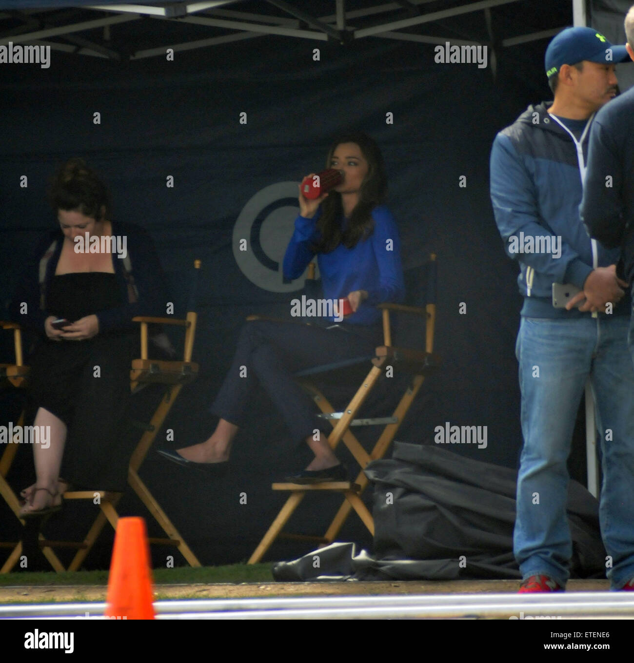 Amanda Kerr shooting on location in Santa Monica for a commerical ...