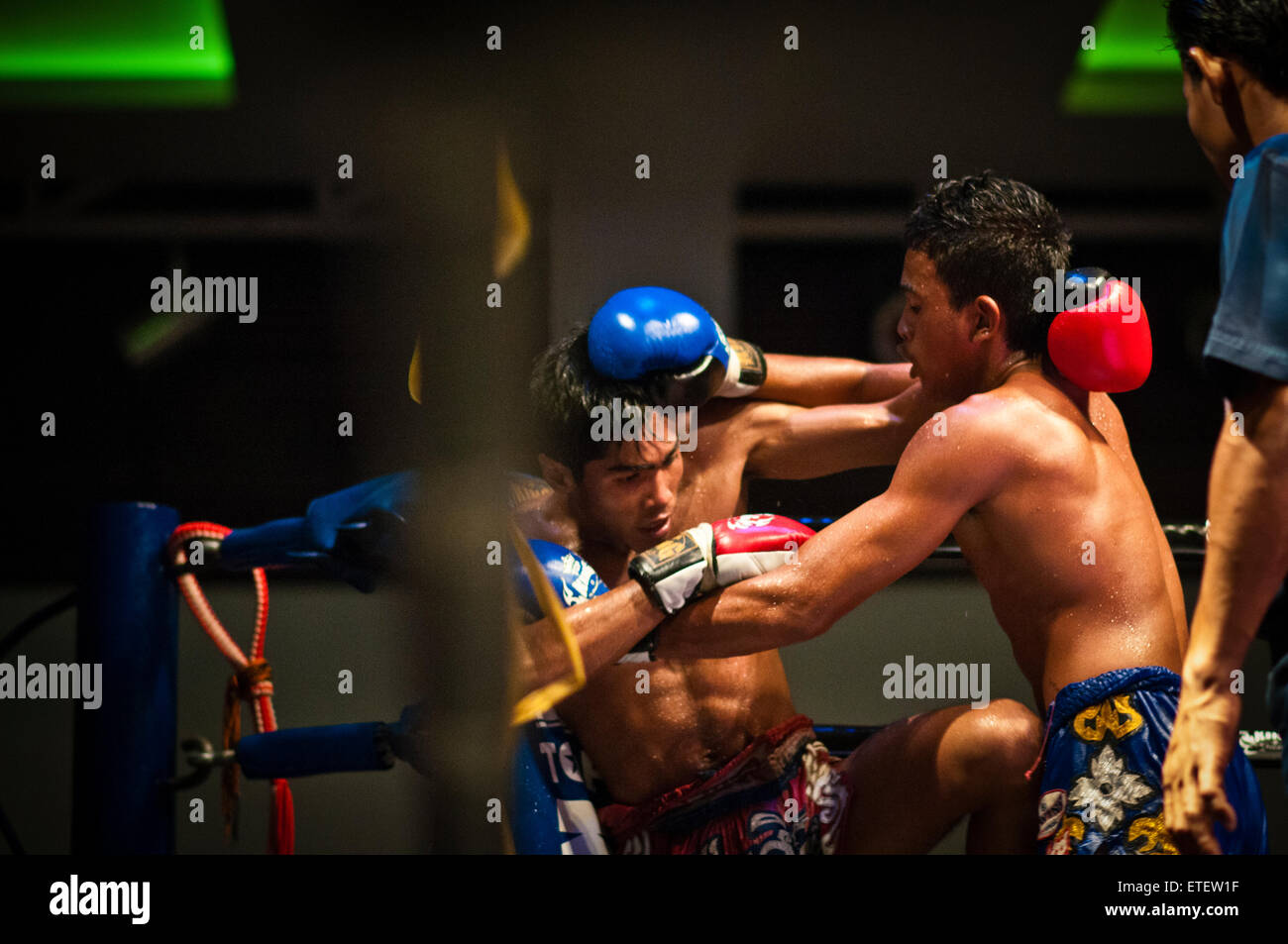 Muay Thai fight in Thailand boxing stadium Stock Photo - Alamy