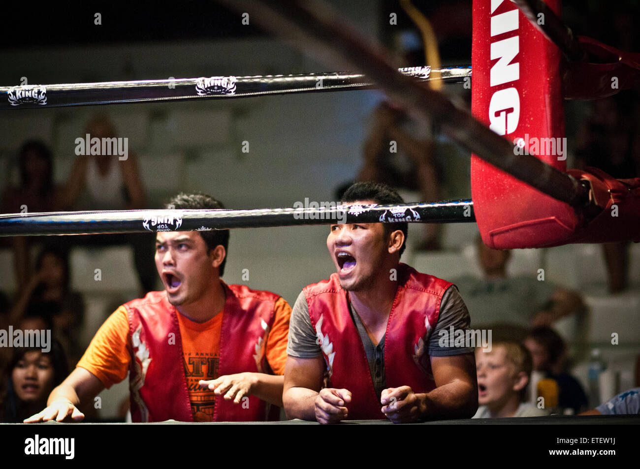 Muay Thai fight in Thailand boxing stadium Stock Photo - Alamy