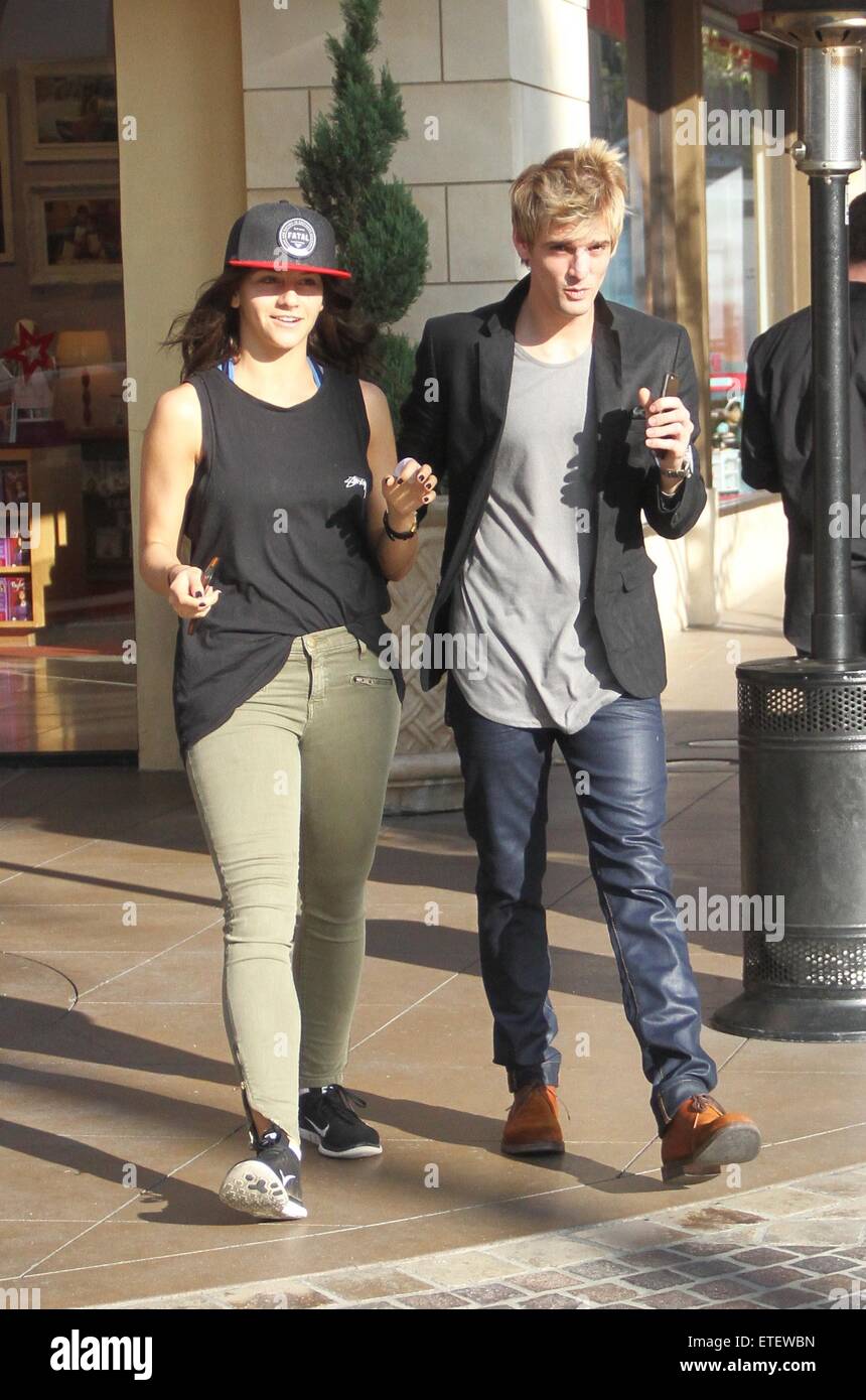 Aaron Carter goes shopping at The Grove with a female companion ...