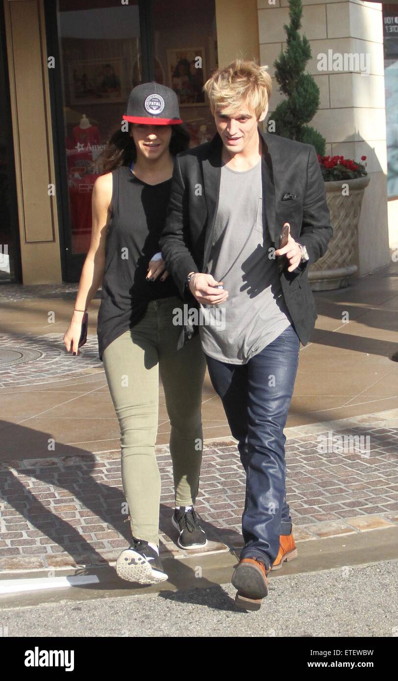 Aaron Carter goes shopping at The Grove with a female companion ...