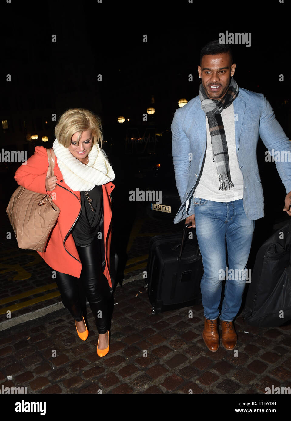 Kerry Katona and George Kay arriving back at their London Hotel after ...