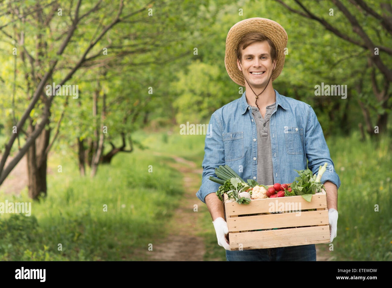 Eco concept for farmers in garden with harvest Stock Photo - Alamy