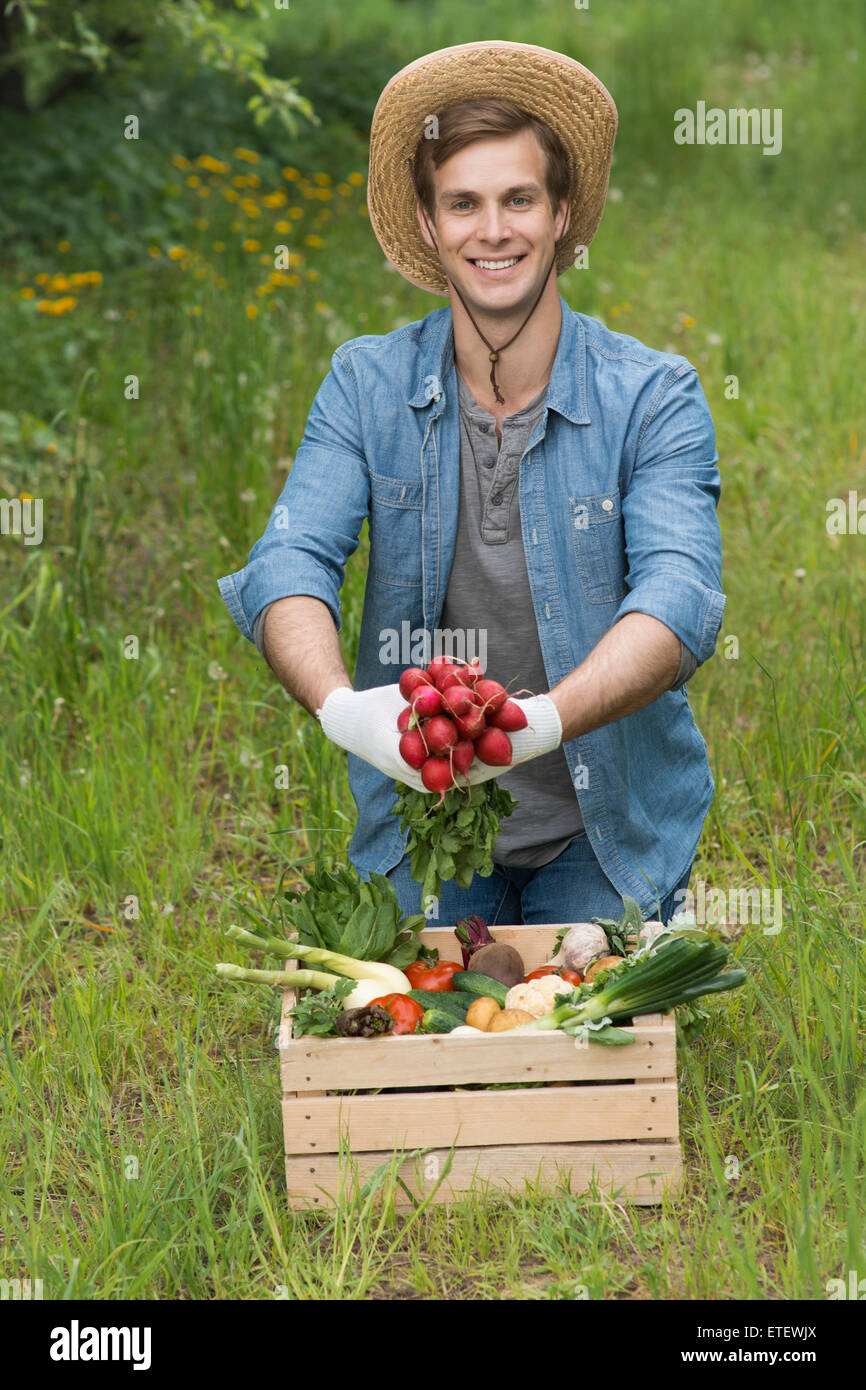 Eco concept for farmers in garden with harvest Stock Photo - Alamy