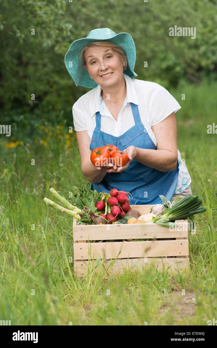 Eco concept for farmers in garden with harvest Stock Photo - Alamy