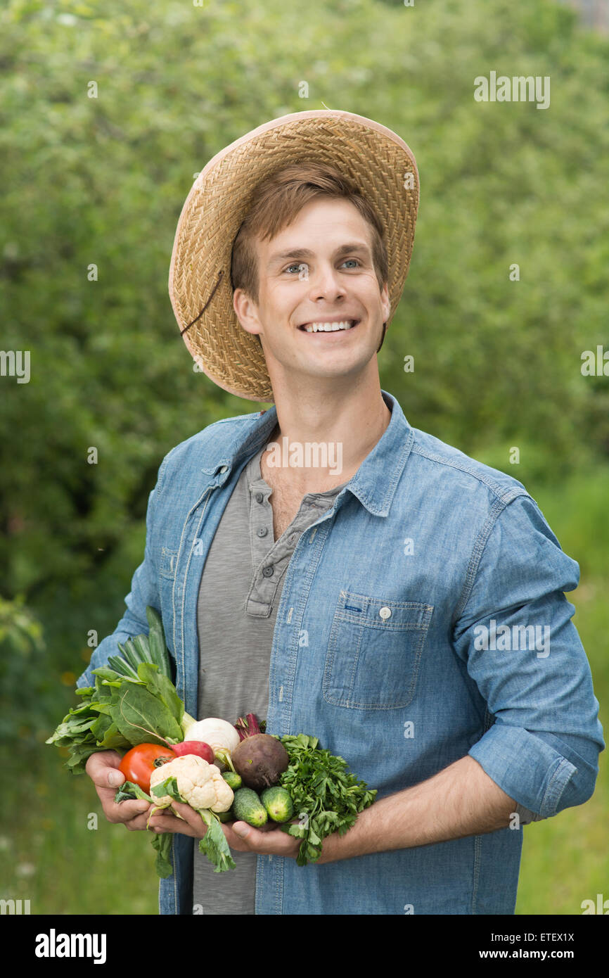 Eco concept for farmers in garden with harvest Stock Photo - Alamy