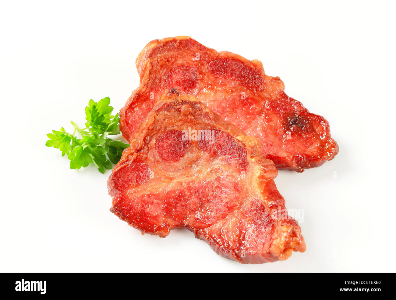 Pan roasted smoked pork neck Stock Photo - Alamy