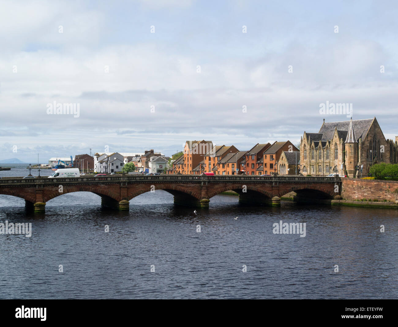 View to new road bridge across the River Ayr built 1878 to the ...