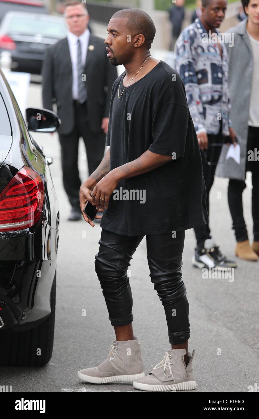 Kim Kardashian and Kanye West arrive at the Roc-Nation Pre-Grammy party ...