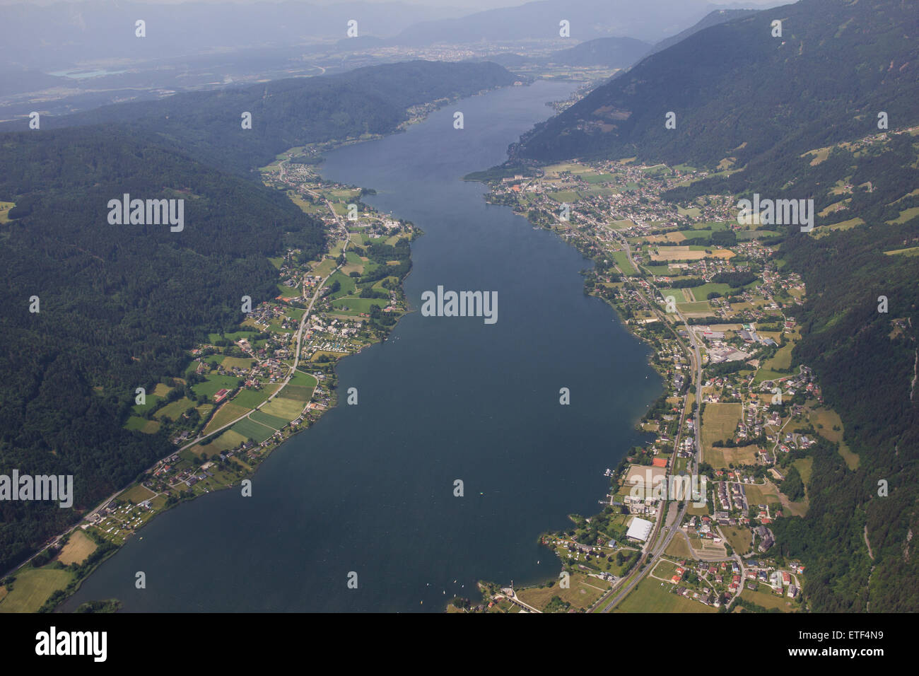 Flightseeing Tour Carinthia Lake Ossiach Bird's Eye View Stock Photo ...