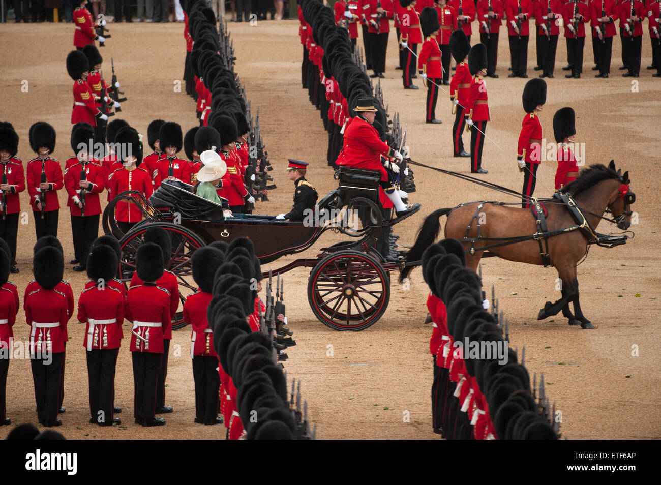 Horse Guards Parade, London, UK. 13th June, 2015. HRH The Queen takes ...