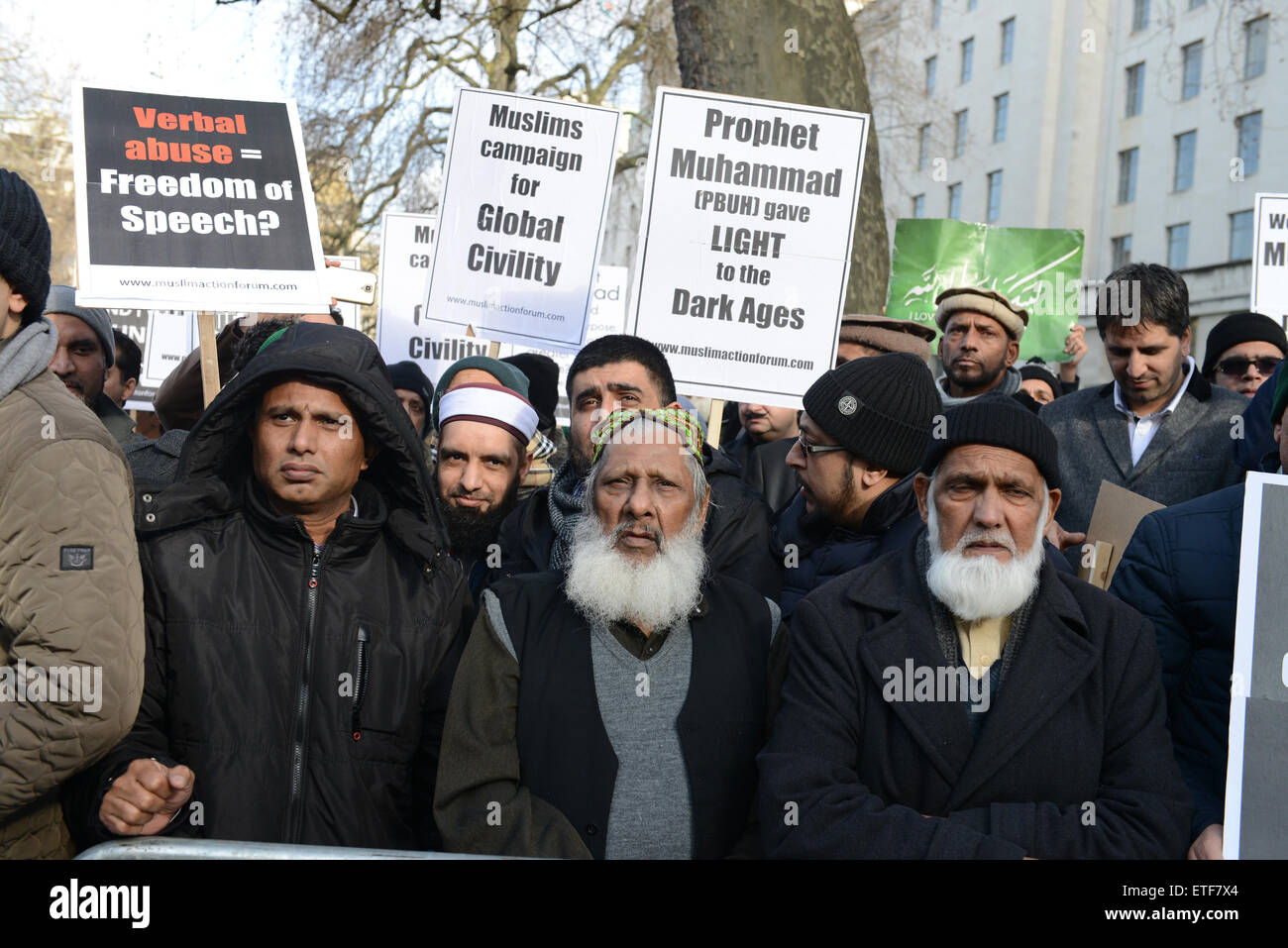 Muslim protesters gather outside Downing Street in protest against the ...