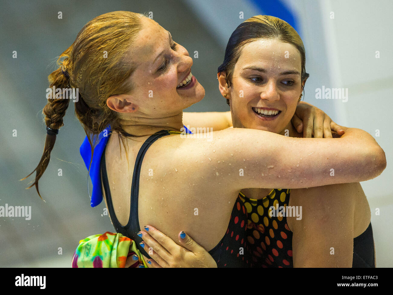 Rostock, Germany. 13th June, 2015. German divers Tina Punzel (L) and ...