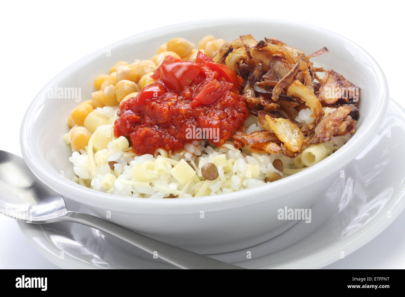 kushari, koshari, egyptian food isolated on white background Stock ...