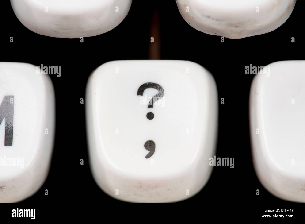 Old question key of typewriter machine Stock Photo - Alamy