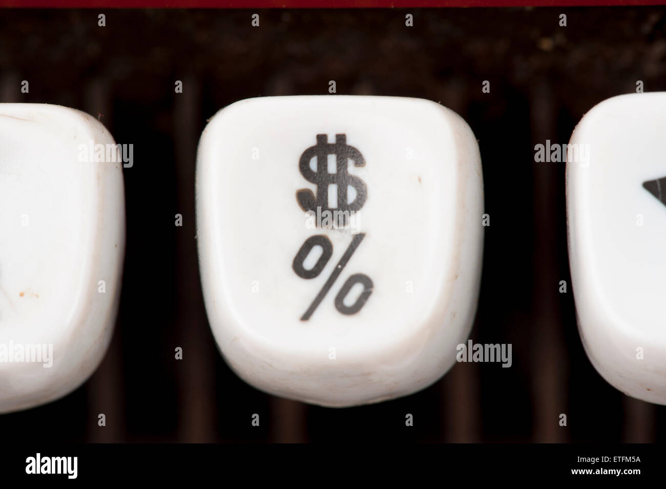 Old dollar key of typewriter machine Stock Photo - Alamy