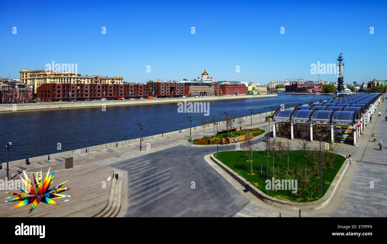 Moscow city landscape with architectural landmarks, spring sunny day ...