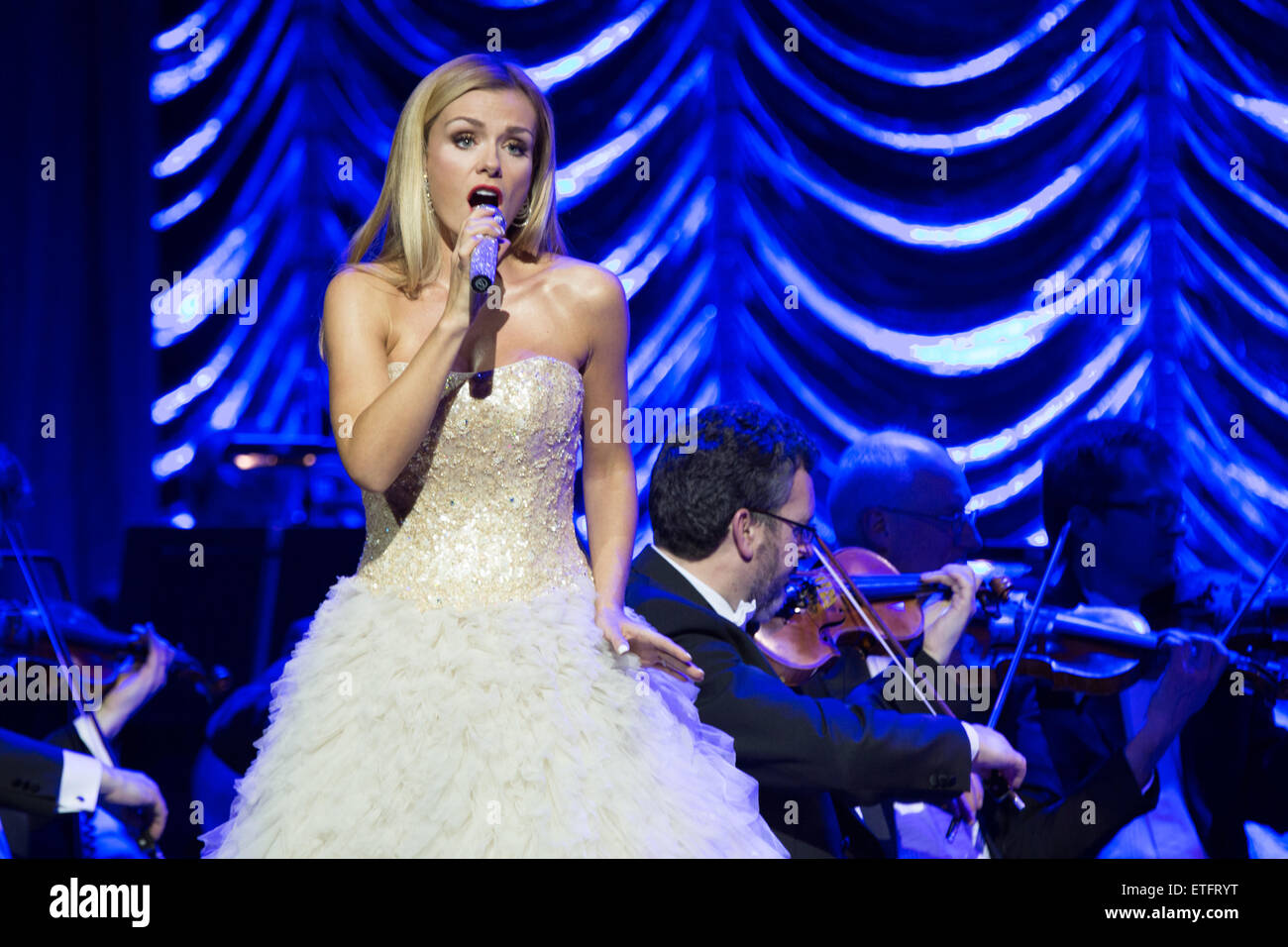 Katherine Jenkins performing live on stage on the first night of her ...