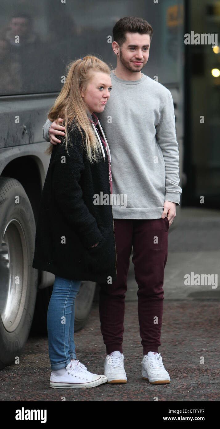 The X factor acts meet fans outside their Belfast hotel before leaving ...