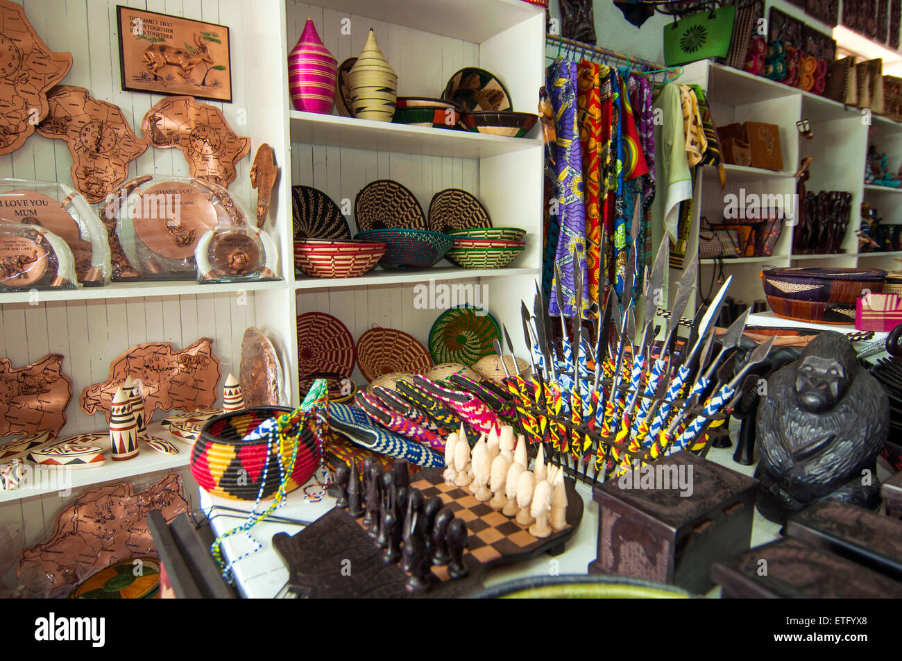 handicraft store interior, "Central Ville", CBD, Kigali, Rwanda Stock ...