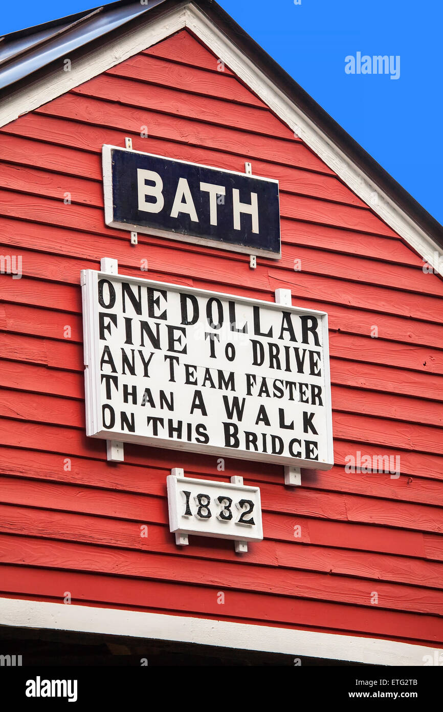 The Bath, New Hampshire covered bridge has a funny sign from the early ...