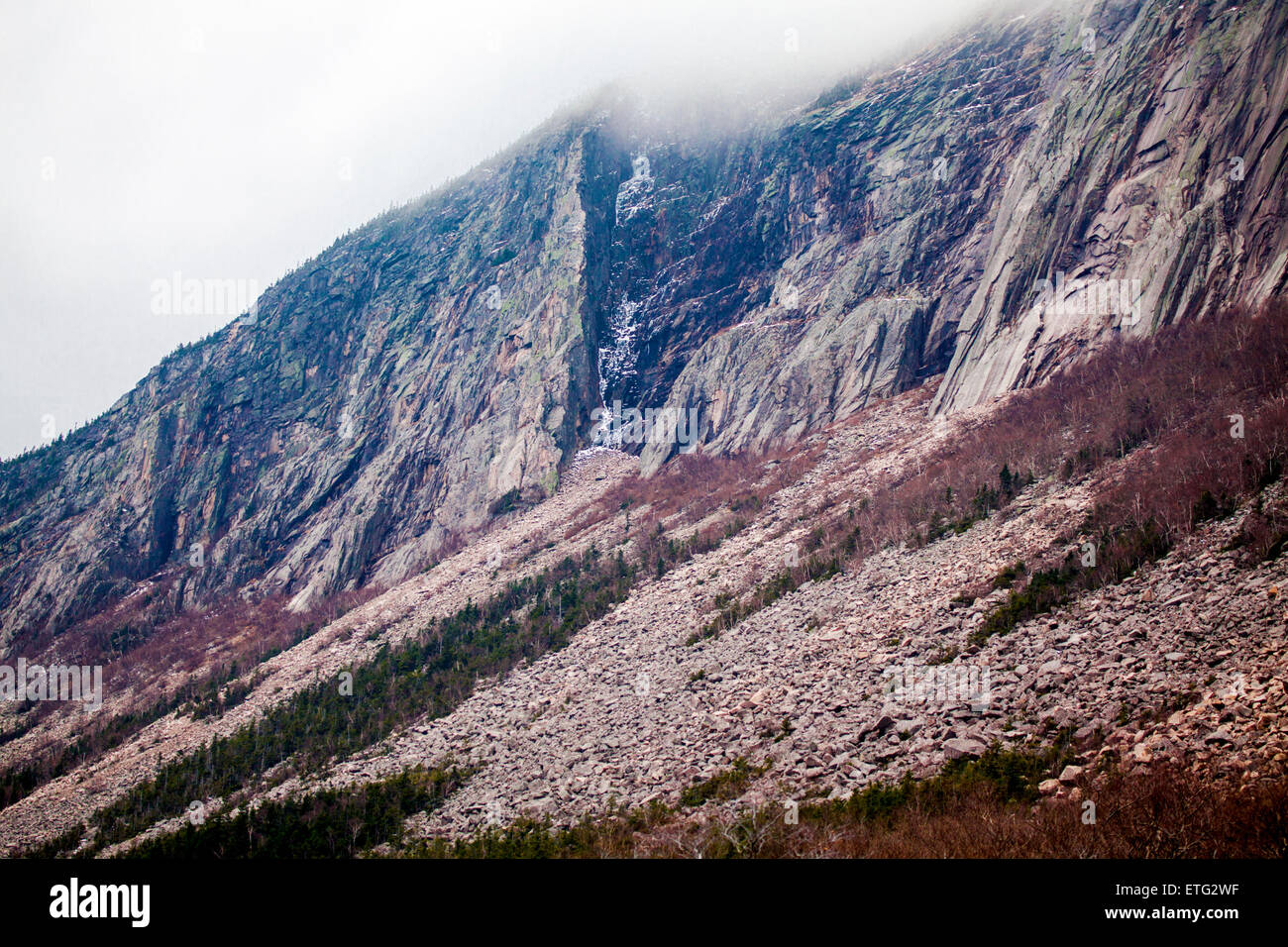 Granite rock face and scree field in the White Mountains National ...